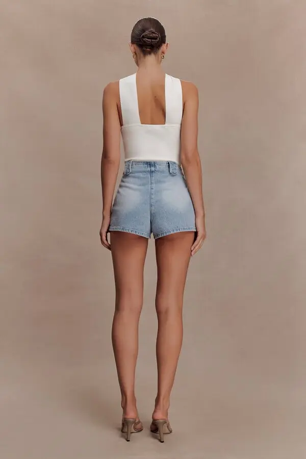 Meshki Erin Mid Rise Denim Shorts