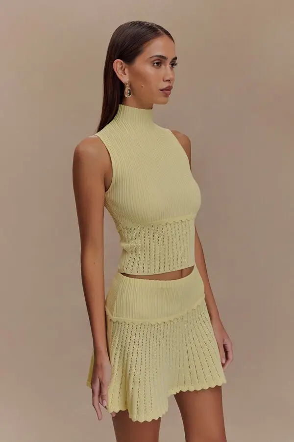Meshki Indy Pointelle Knit Top - Lemon