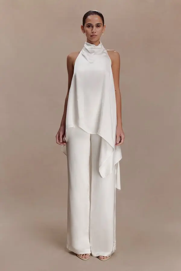 Meshki Sydney Asymmetrical Satin Halter Top
