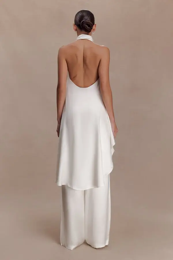 Meshki Sydney Asymmetrical Satin Halter Top