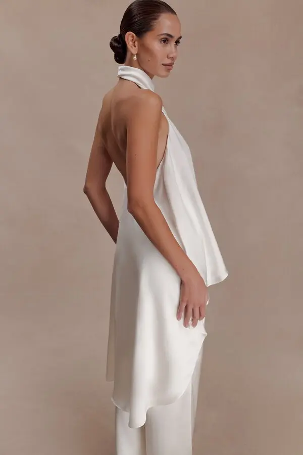 Meshki Sydney Asymmetrical Satin Halter Top