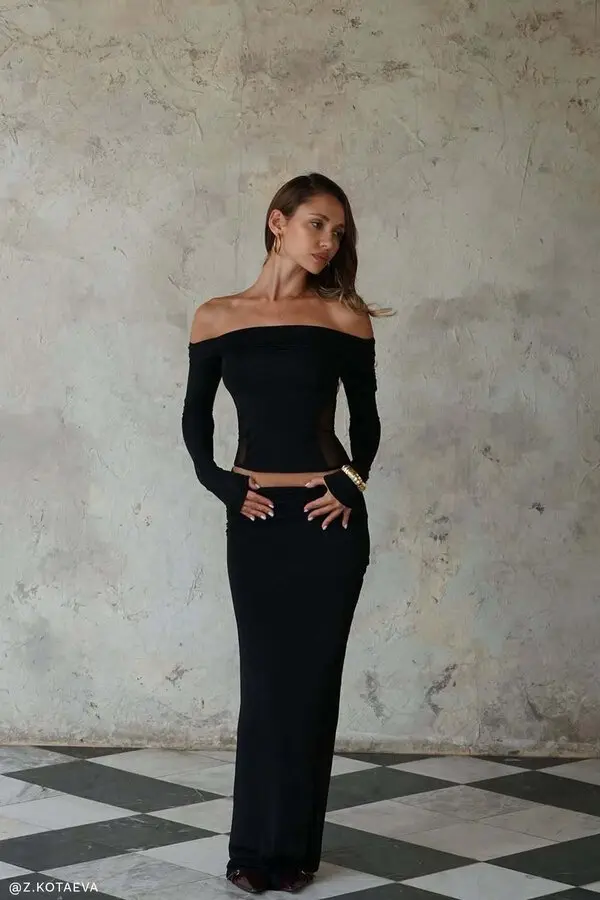 Meshki Judy Slinky And Mesh Maxi Skirt