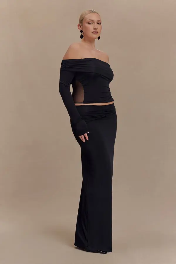 Meshki Judy Slinky And Mesh Maxi Skirt
