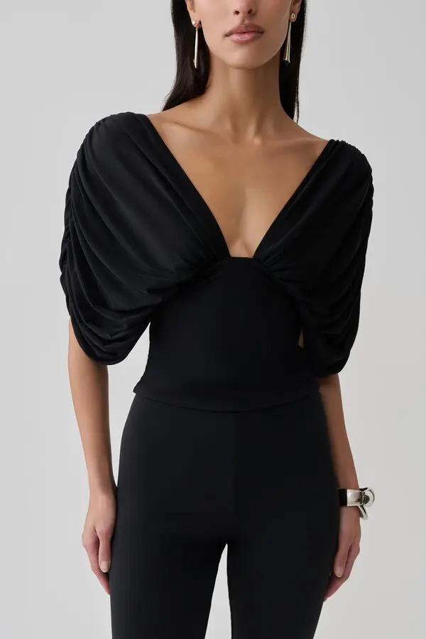 Meshki Aerin Gathered Bodice Top - Black