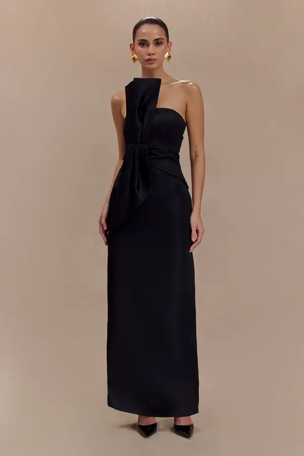 Meshki Cyrill Strapless Satin Structured Maxi Dress