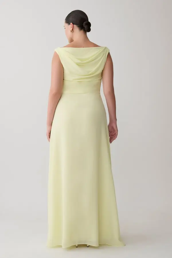 Meshki Mabel Off Shoulder Chiffon Maxi Dress - Lemon