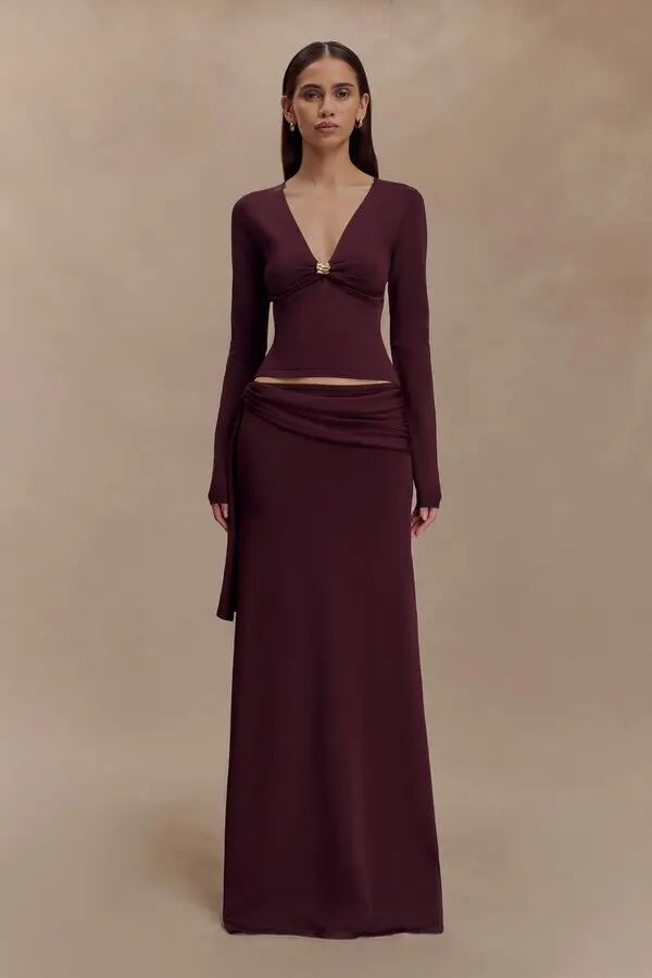 Meshki Bowie Low Rise Knit Maxi Skirt