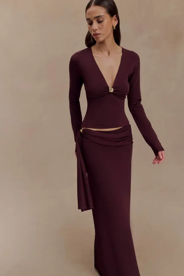 Meshki Bowie Low Rise Knit Maxi Skirt