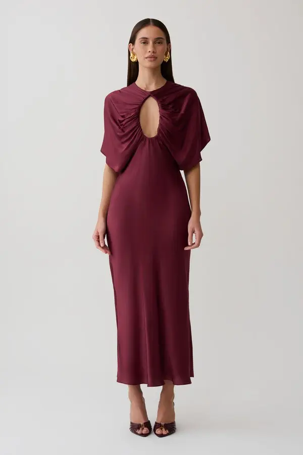 Meshki Mona Cut Out Satin Midi Dress