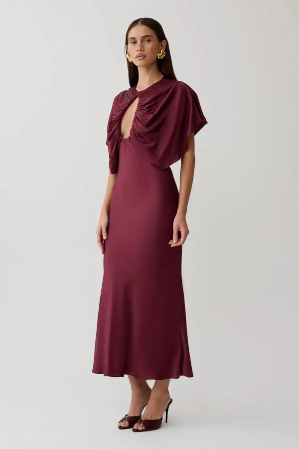 Meshki Mona Cut Out Satin Midi Dress