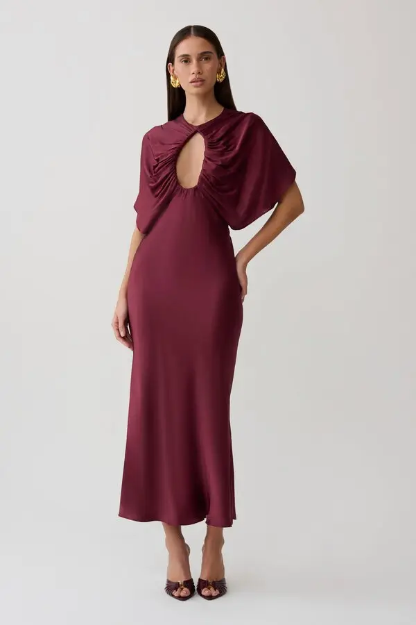 Meshki Mona Cut Out Satin Midi Dress