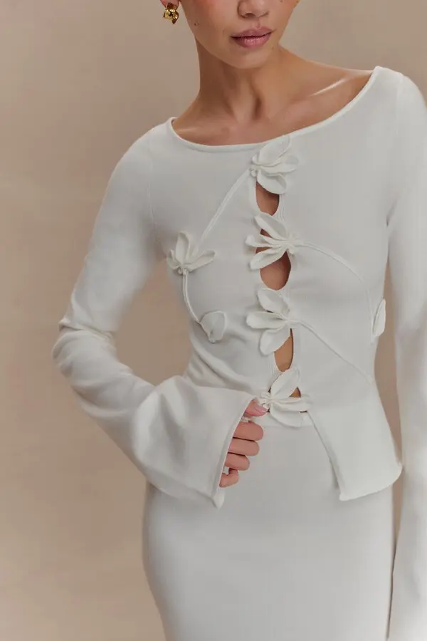 Meshki Alejandra Floral Long Sleeve Knit Top