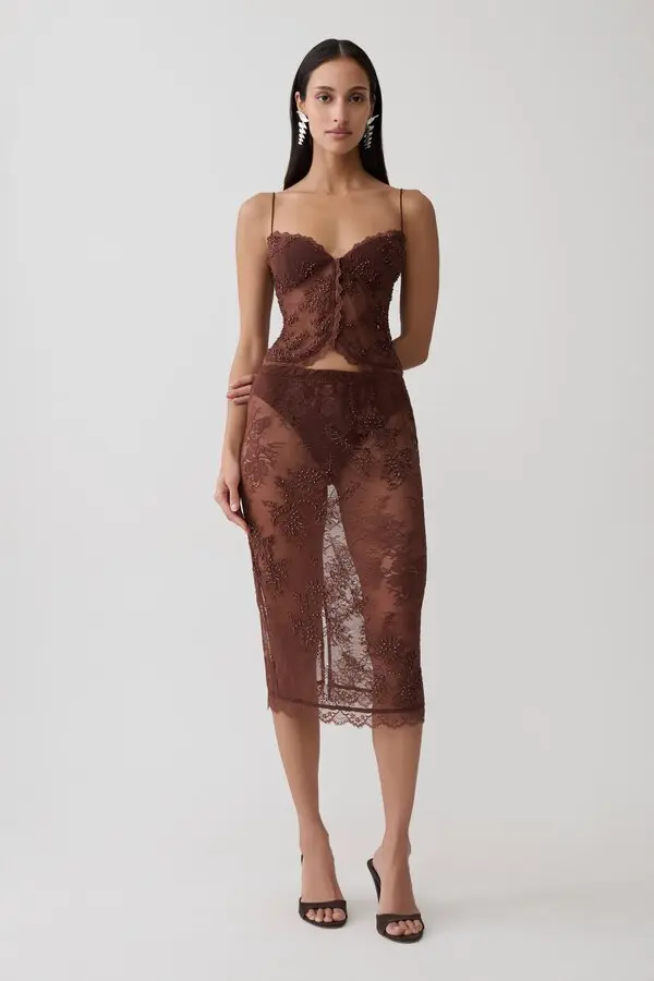 Meshki Marcelle Lace Midi Skirt