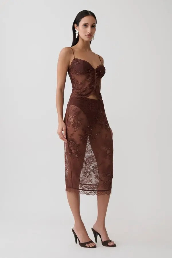 Meshki Marcelle Lace Midi Skirt