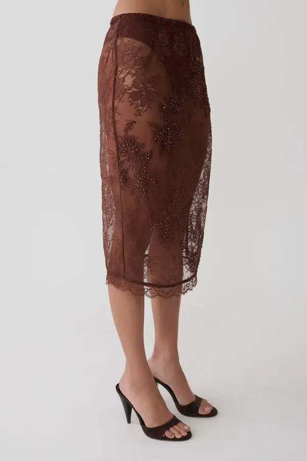 Meshki Marcelle Lace Midi Skirt