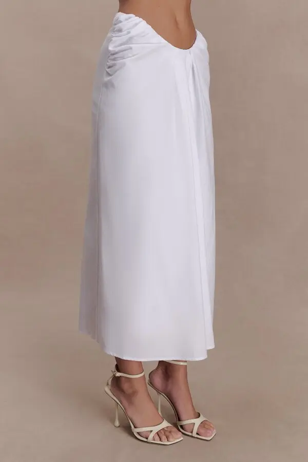 Meshki Talia Draped Linen Midi Skirt