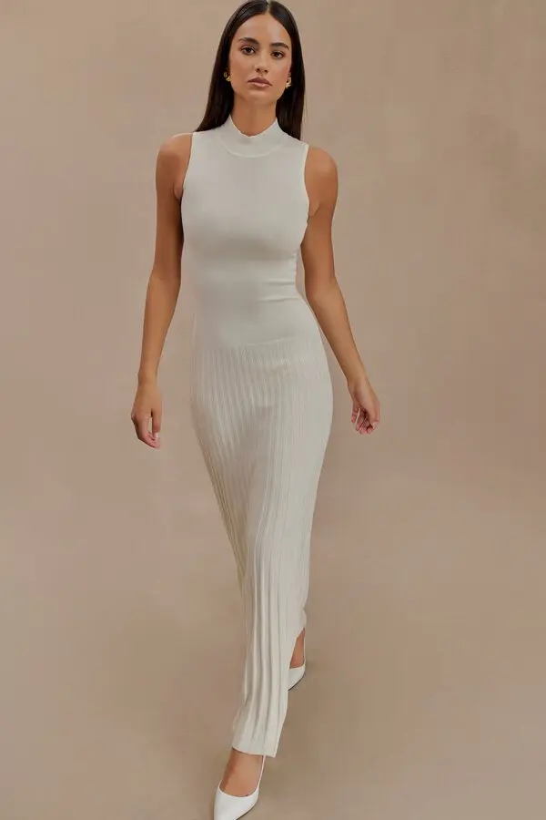 Meshki Mavis High Neck Pleated Maxi Dress
