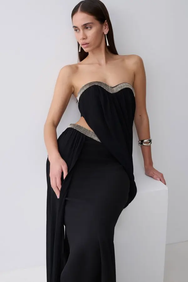 Meshki Valerie Chiffon Strapless Maxi Dress