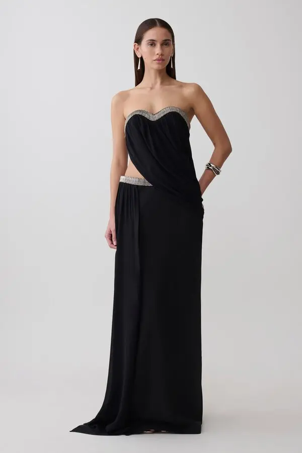 Meshki Valerie Chiffon Strapless Maxi Dress