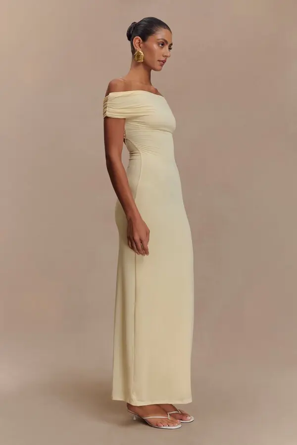 Meshki Imogen Off Shoulder Slinky Maxi Dress