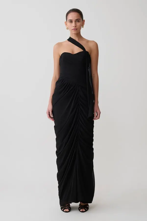 Meshki Micaela Chiffon Gathered Maxi Dress
