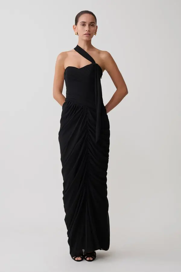 Meshki Micaela Chiffon Gathered Maxi Dress