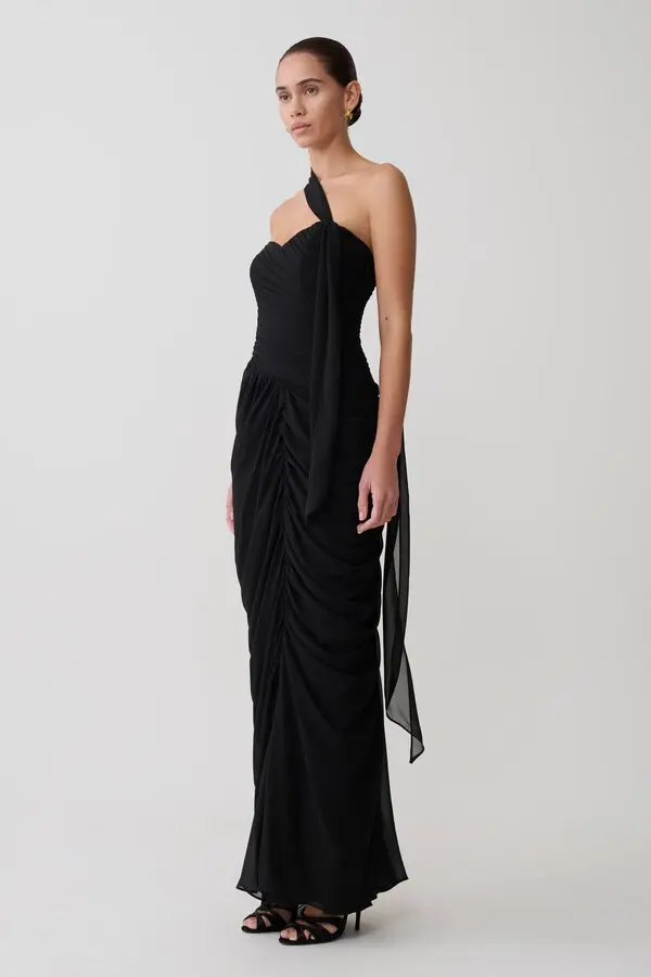 Meshki Micaela Chiffon Gathered Maxi Dress