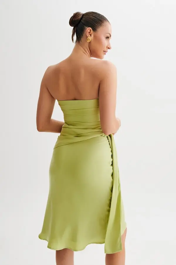 Meshki Allegra Satin Ruched Strapless Top