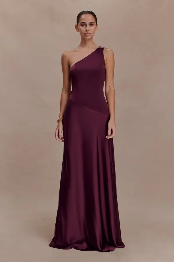Meshki Lyla Asymmetrical Satin Maxi Dress