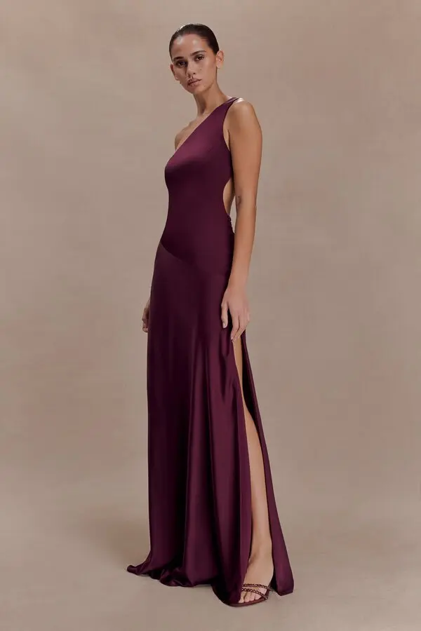 Meshki Lyla Asymmetrical Satin Maxi Dress