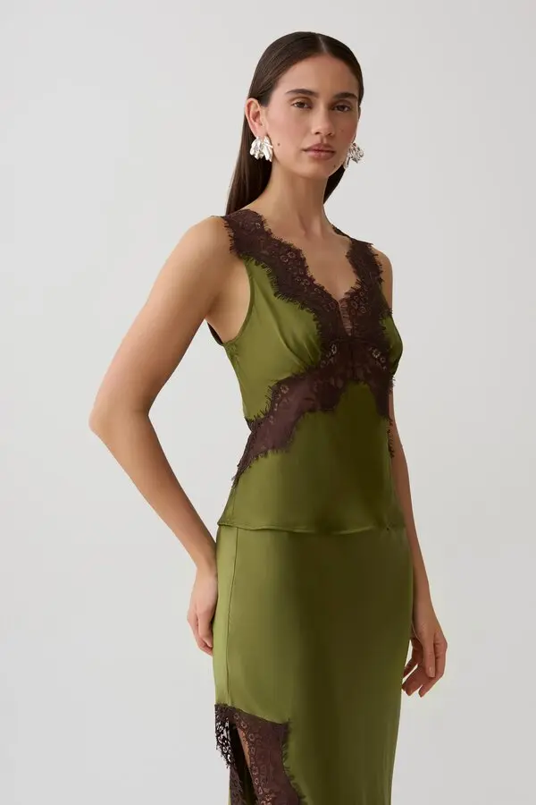 Meshki Amber Satin And Lace Camisole