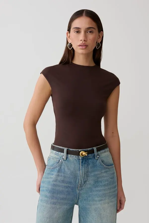 Meshki Chai Peached Jersey High Neck Top