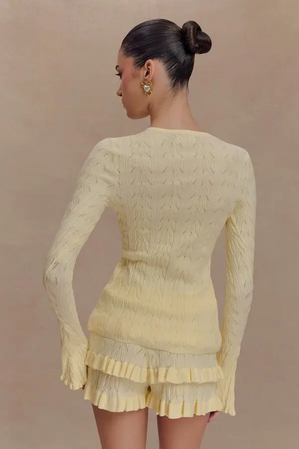 Meshki Amy Pointelle Bell Sleeve Cardigan