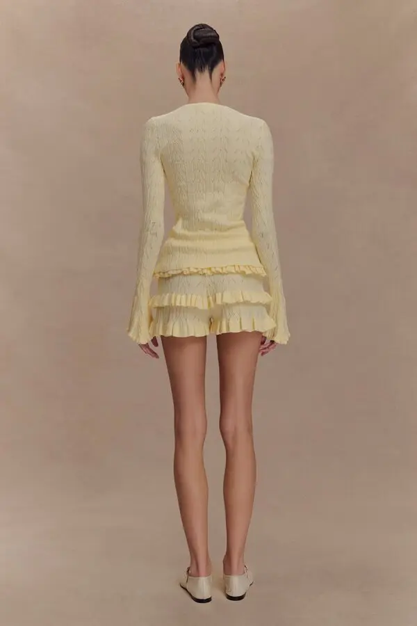 Meshki Amy Pointelle Bell Sleeve Cardigan