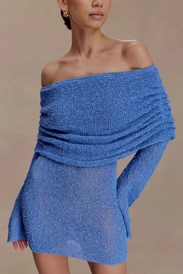 Meshki Marisol Off Shoulder Boucle Mini Dress