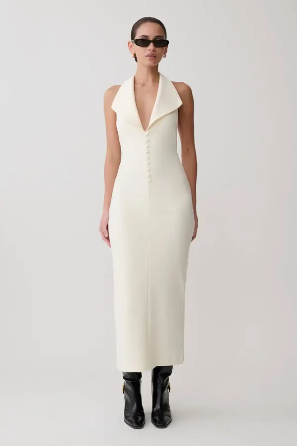 Meshki Annita Crepe Halter Midi Dress