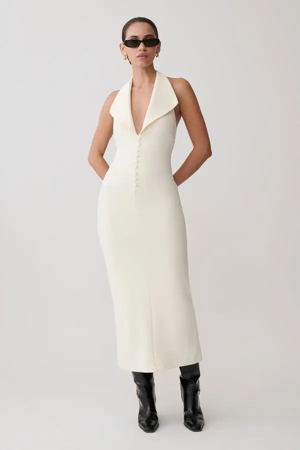 Meshki Annita Crepe Halter Midi Dress