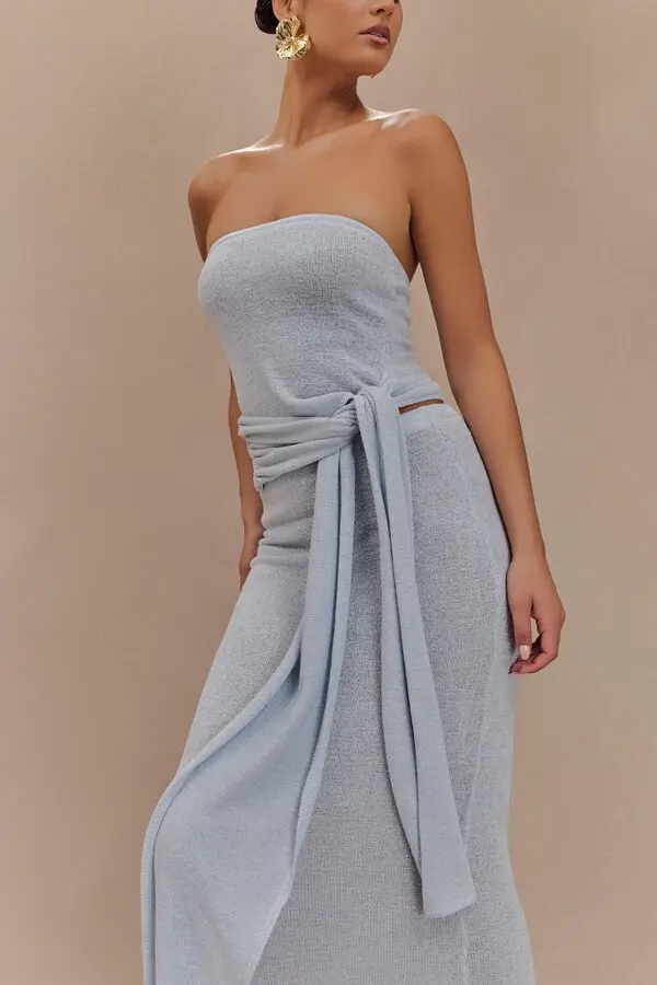 Meshki Phoebe Strapless Tie Knit Top