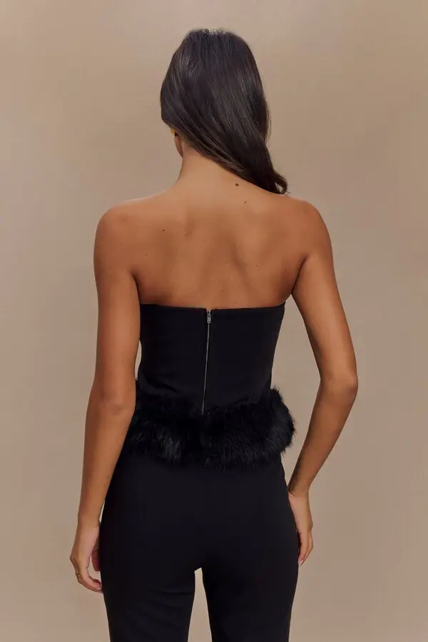 Meshki Jacklyn Strapless Faux Fur Top