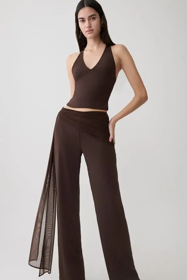 Meshki Aspyn Slinky Gathered Wide Leg Pants