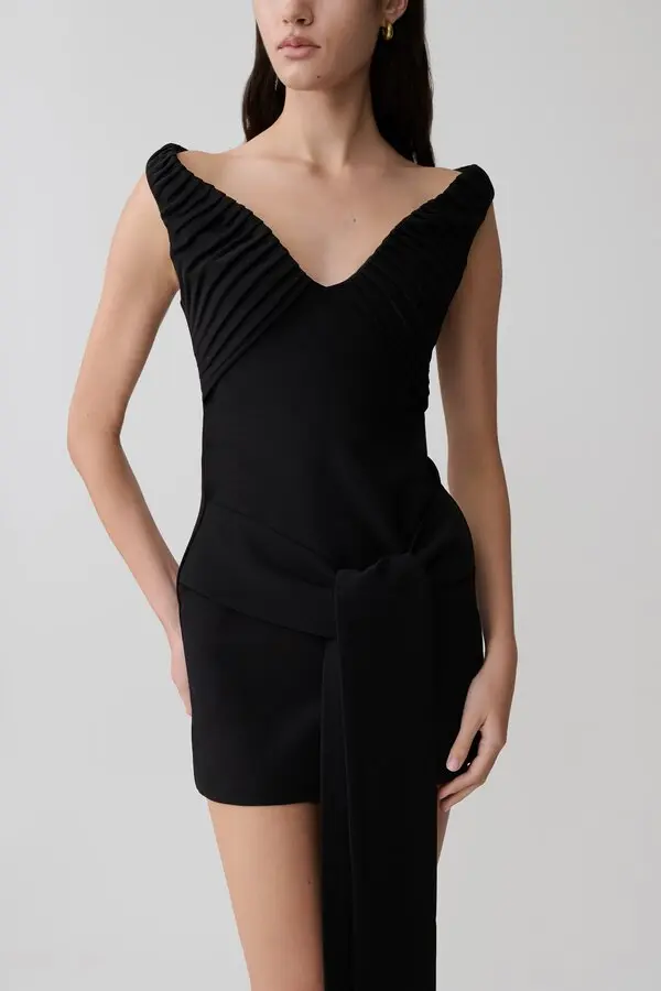 Meshki Runa Off Shoulder Mini Dress With Waist Tie