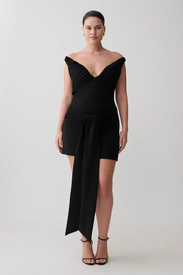 Meshki Runa Off Shoulder Mini Dress With Waist Tie