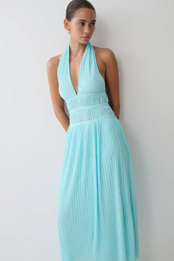 Meshki Thien Cowl Halter Midi Dress - Blue