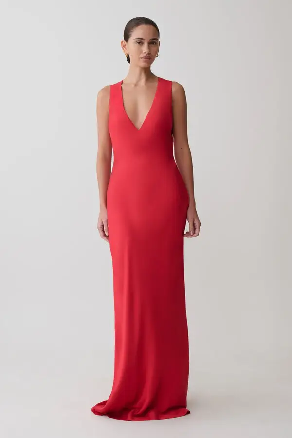 Meshki Esme Plunge Satin Maxi Dress