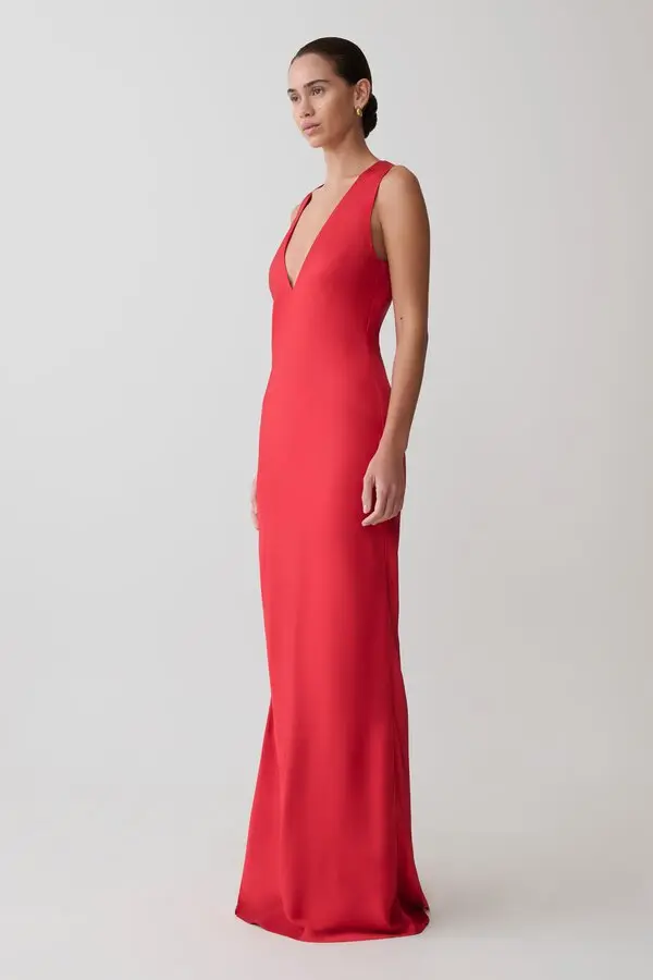 Meshki Esme Plunge Satin Maxi Dress