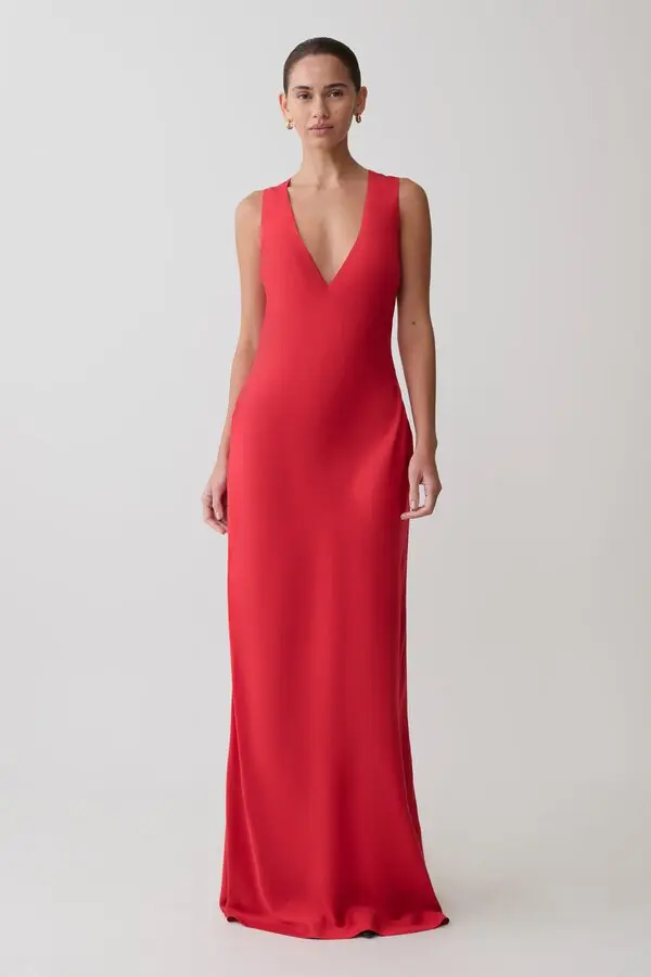 Meshki Esme Plunge Satin Maxi Dress