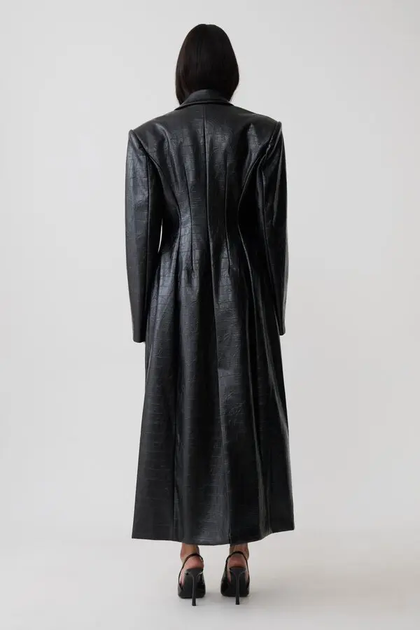 Meshki Rundy Croc Faux Leather Coat