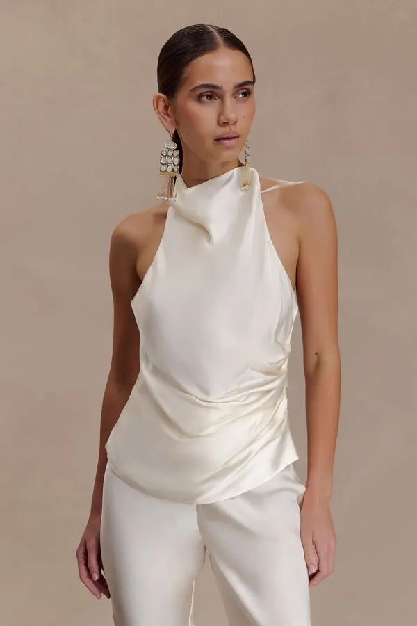 Meshki Bianca Satin Halter Top
