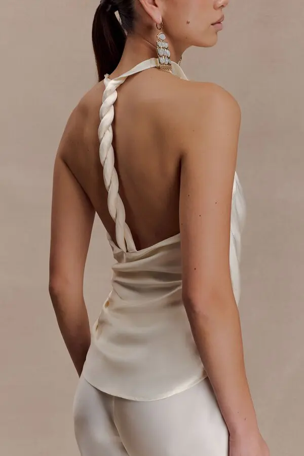 Meshki Bianca Satin Halter Top