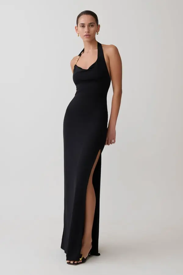 Meshki Khanh Slinky Halter Maxi Dress